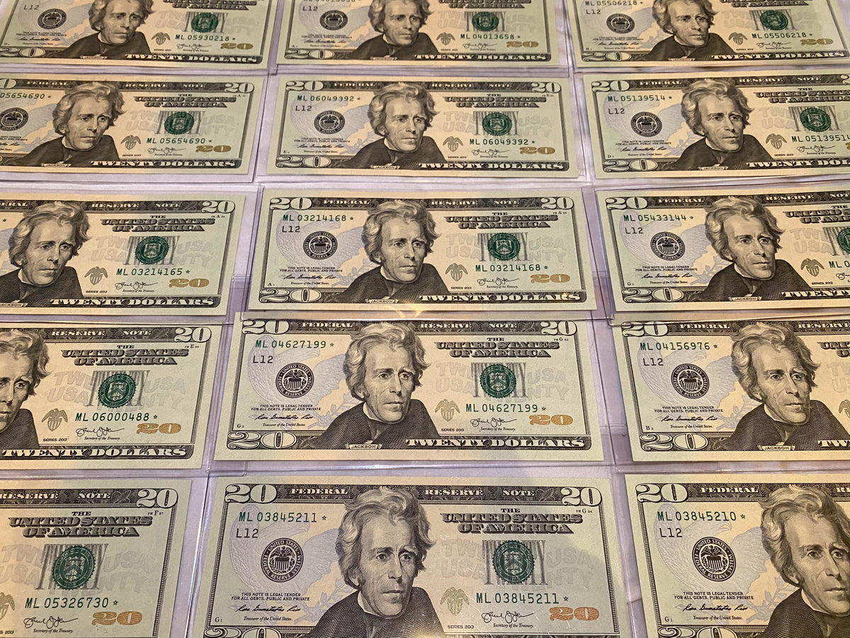 STAR NOTE* Rare $20 Bill (Twenty Dollar Bill) – Wholesale Wheat Cents