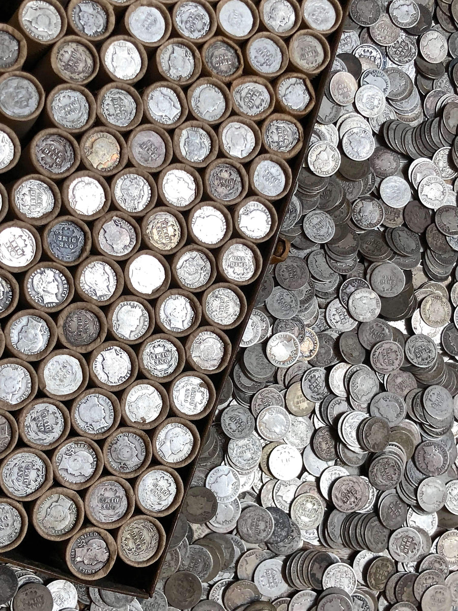 VINTAGE ROLLS OF WHEAT CENTS WITH BARBER DIMES SHOWING – Wholesale ...